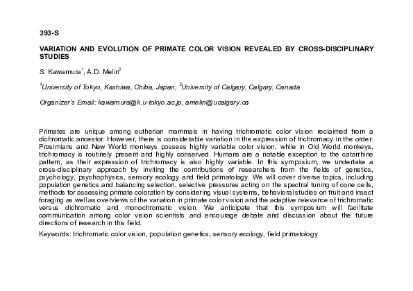 (PDF) Variation and Evolution of Primate Color Vision Revealed by Cross ...