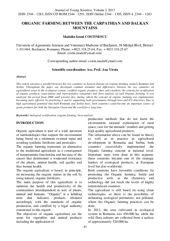 (PDF) Organic Farming Between the Carpathian and Balkan Mountains