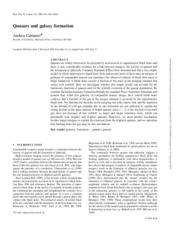 (PDF) Quasars and galaxy formation