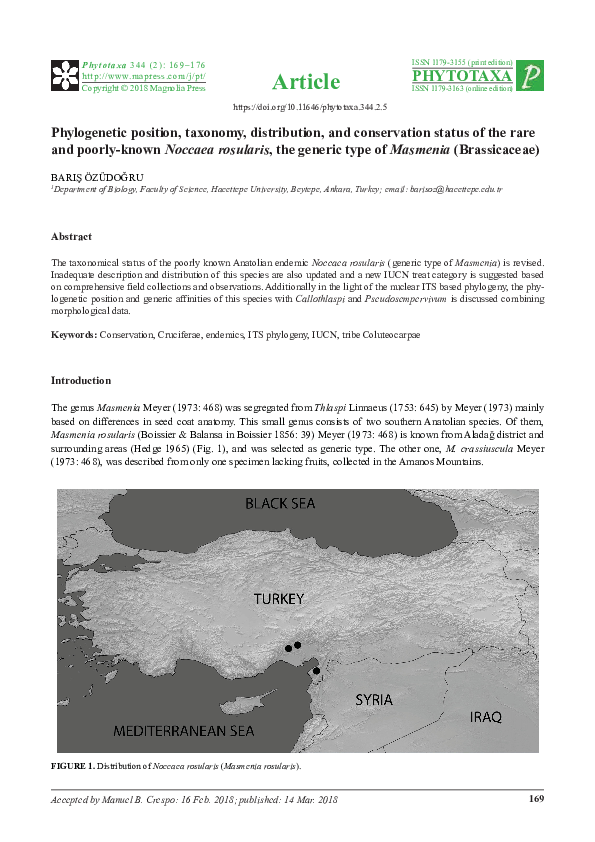 (PDF) Phylogenetic position, taxonomy, distribution, and conservation ...