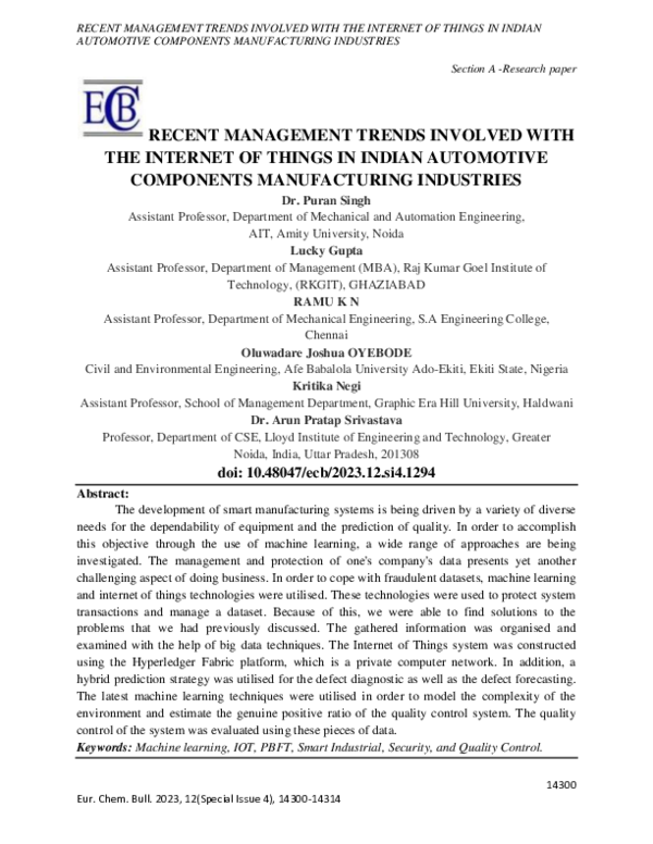 (PDF) RECENT MANAGEMENT TRENDS INVOLVED WITH THE INTERNET OF THINGS IN ...