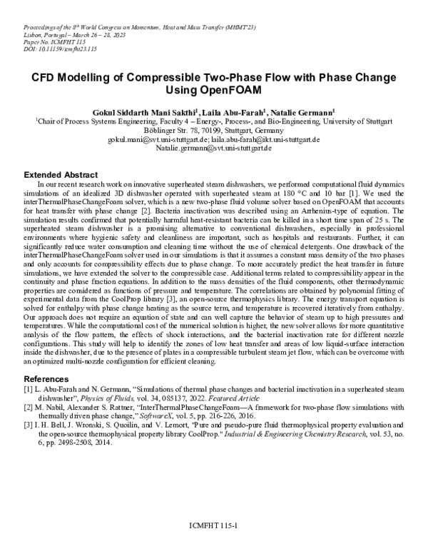 (PDF) CFD Modelling of Compressible Two-Phase Flow with Phase Change Using OpenFOAM