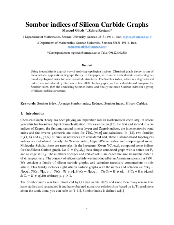 (PDF) Sombor indices of Silicon Carbide Graphs