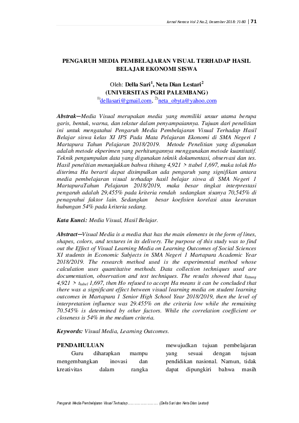 (PDF) Pengaruh Media Pembelajaran Visual Terhadap Hasil Belajar Ekonomi ...