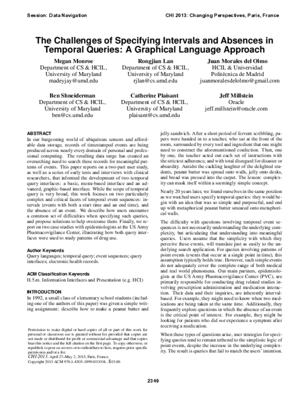 (PDF) The challenges of specifying intervals and absences in temporal queries