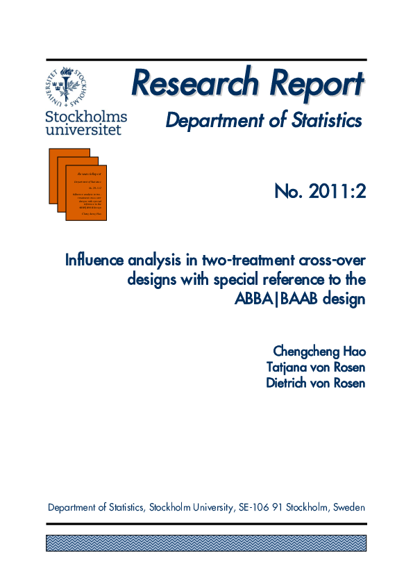 (PDF) Influence analysis in two-treatment cross-over designs with ...
