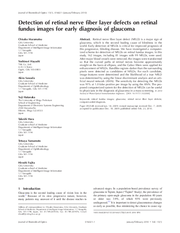 (PDF) Detection of retinal nerve fiber layer defects on retinal fundus images for early ...