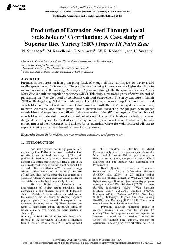 (PDF) Production of Extension Seed Through Local Stakeholders ...