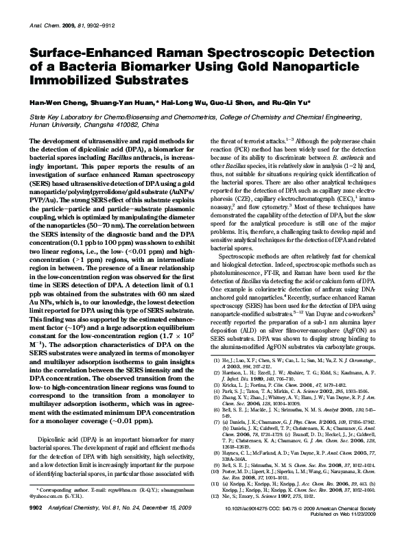 (PDF) Surface-enhanced Raman spectroscopic detection of Bacillus subtilis spores using gold ...