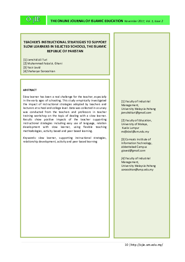 (PDF) Teacher’s Instructional Strategies to Support Slow Learners in ...