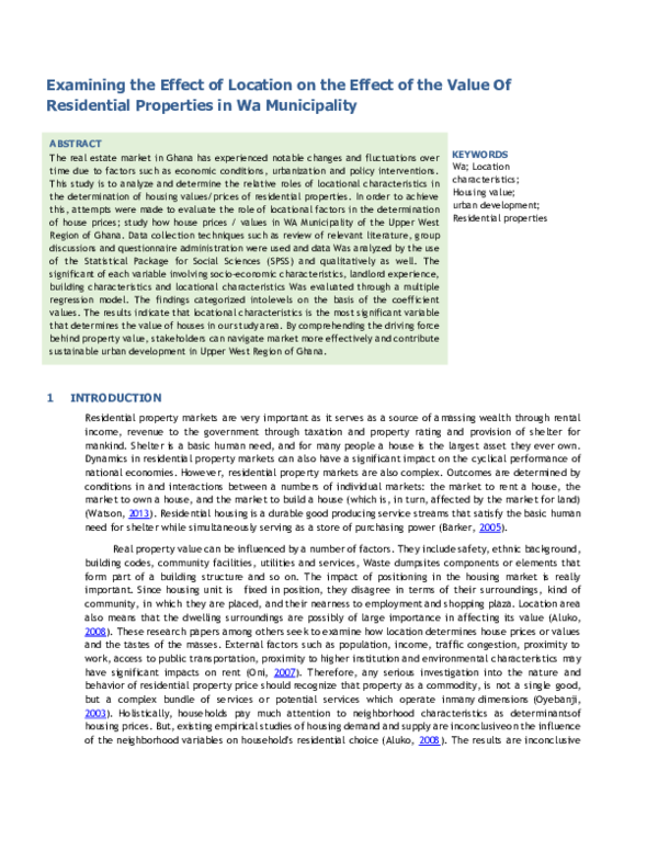 (PDF) Examining the Effect of Location on the Effect of the Value Of ...