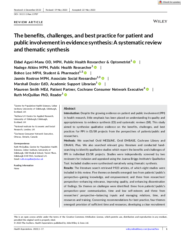 (PDF) The benefits, challenges, and best practice for patient and ...