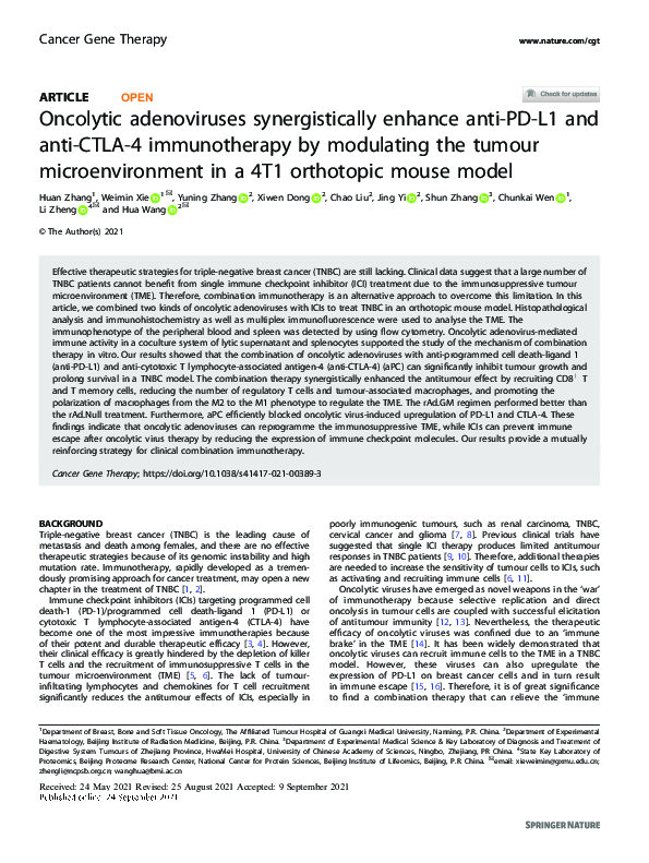(PDF) Oncolytic adenoviruses synergistically enhance anti-PD-L1 and ...