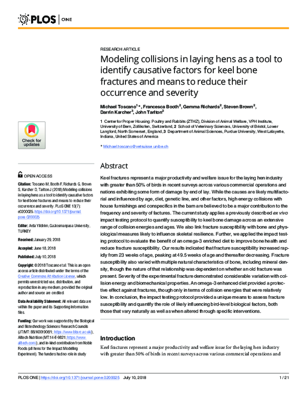 (PDF) Modeling collisions in laying hens as a tool to identify ...