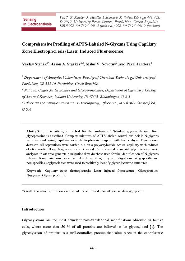 (PDF) Comprehensive profiling of APTS-Labeled N-Glycans using capillary zone electrophoresis ...