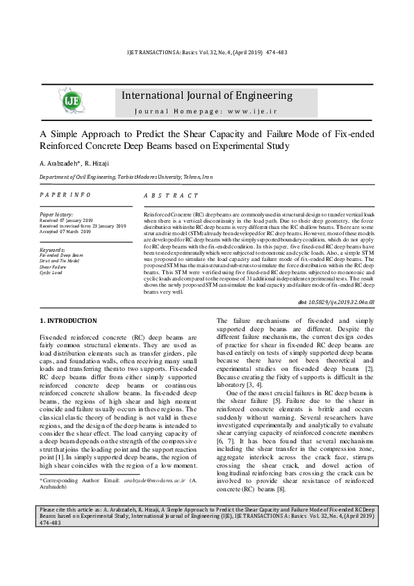 (PDF) A Simple Approach to Predict the Shear Capacity and Failure Mode ...