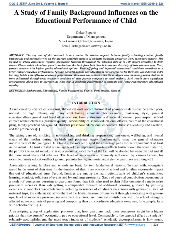 (PDF) A Study of Family Background Influences on the Educational ...