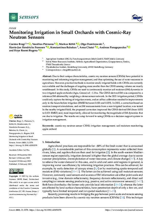 (PDF) Utilizing Cosmic-Ray Sensors for Orchard Irrigation