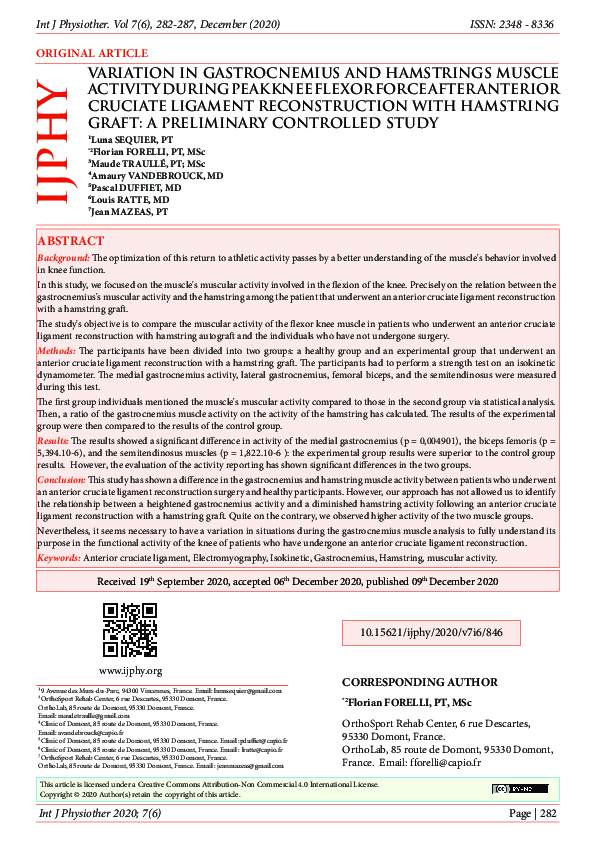 (PDF) Variation in Gastrocnemius and Hamstrings Muscle Activity During ...