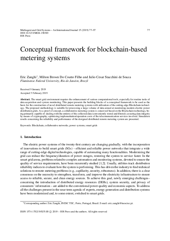 Pdf Conceptual Framework For Blockchain Based Metering Systems