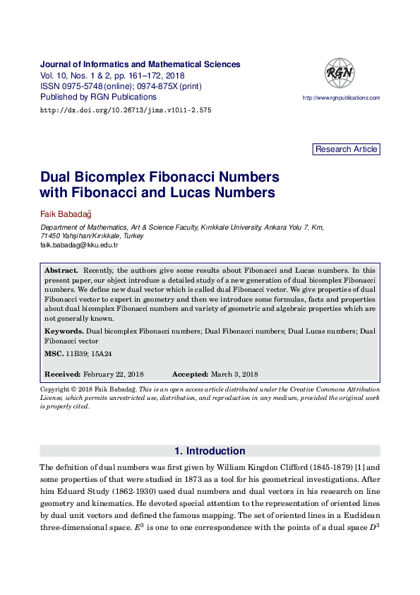 (PDF) Fibonacci, Lucas Numbers with Daul Bicomplex Numbers