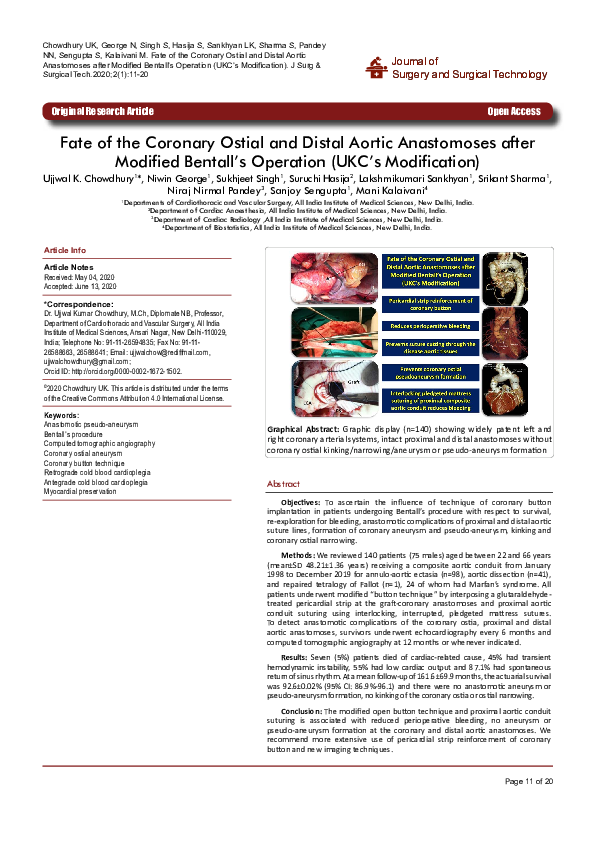 (PDF) Fate of the Coronary Ostial and Distal Aortic Anastomoses after ...