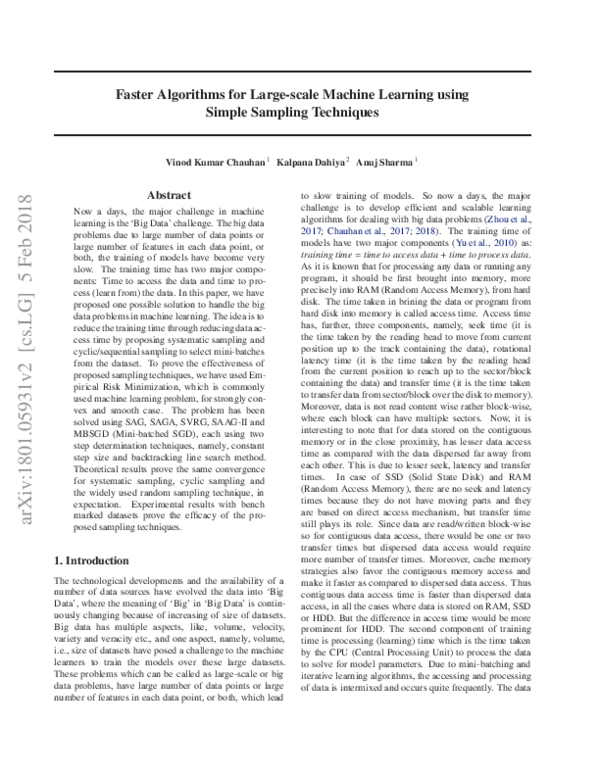 (PDF) Faster Algorithms for Large-scale Machine Learning using Simple Sampling Techniques