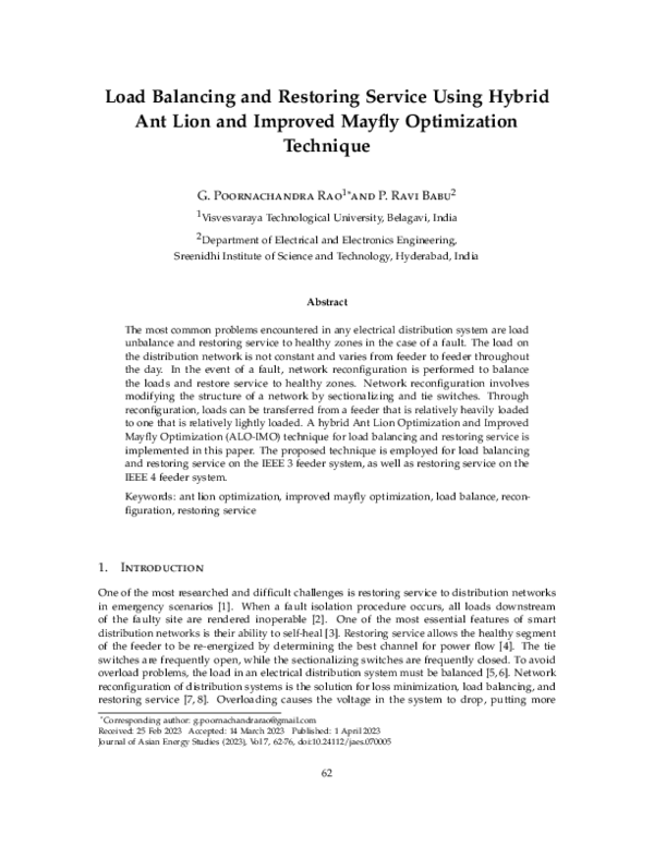 Pdf Load Balancing And Restoring Service By Using Hybrid Ant Lion And Improved Mayfly