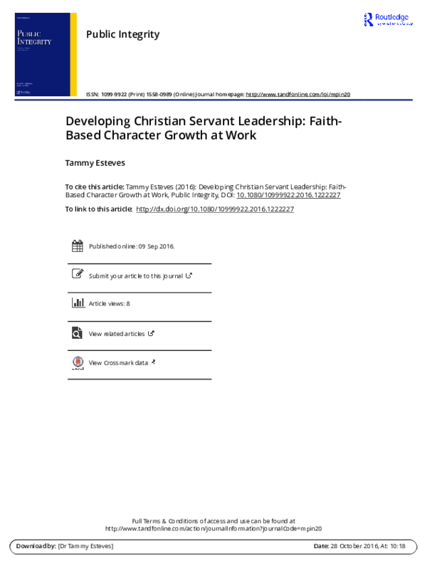 (PDF) Developing Christian Servant Leadership: Faith-Based Character ...