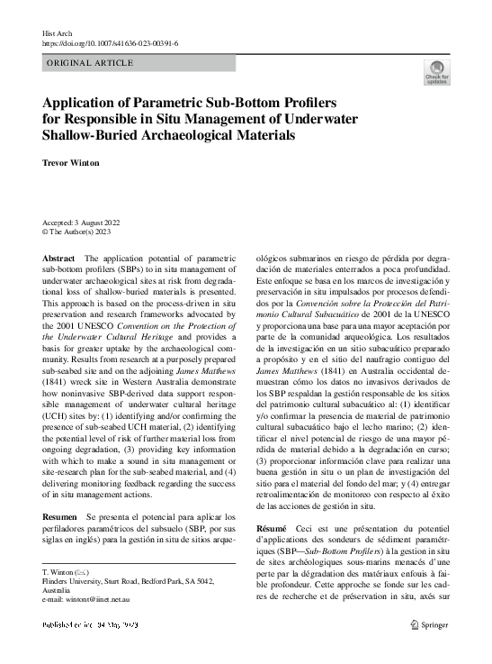 (PDF) Application of Parametric Sub-Bottom Profilers for Responsible in Situ Management of ...