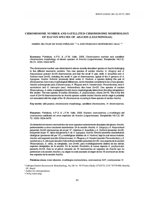 (PDF) Número cromosómico y morfología del cromosoma satelitado en once ...