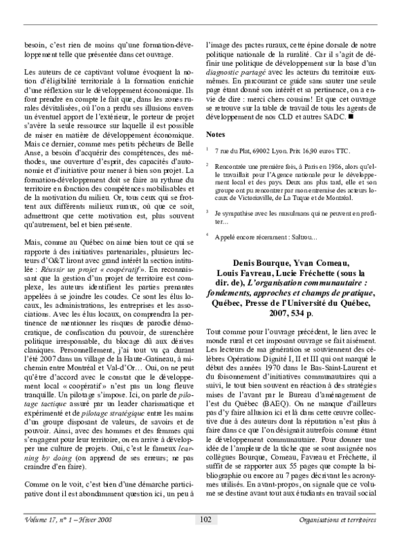 (PDF) Denis Bourque, Yvan Comeau, Louis Favreau, Lucie Fréchette (sous la dir. de), L ...