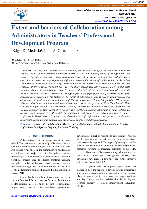 (PDF) Extent and barriers of Collaboration among Administrators in ...