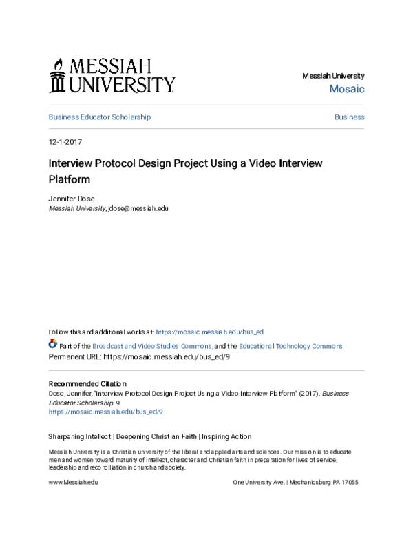 (PDF) Interview Protocol Design Project Using a Video Interview Platform