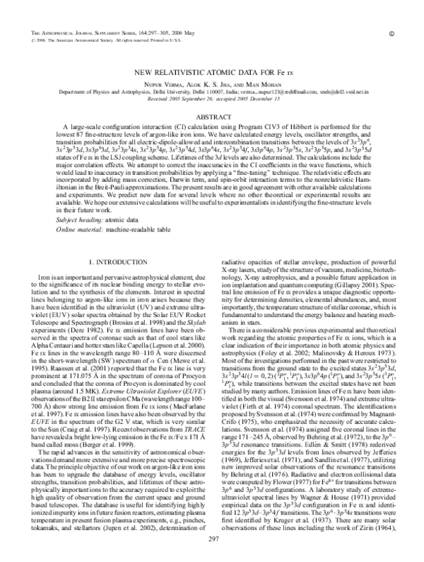 (PDF) New Relativistic Atomic Data for Fe ix