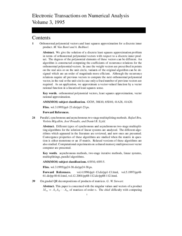 (PDF) Electronic Transactions on Numerical Analysis
