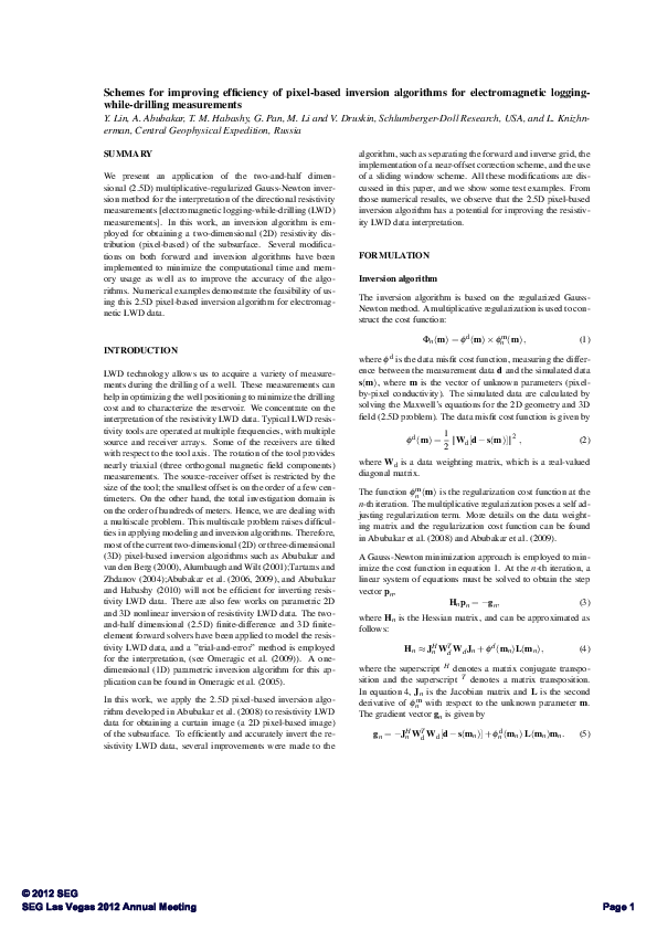 (PDF) Schemes for improving efficiency of pixel-based inversion algorithms for electromagnetic ...