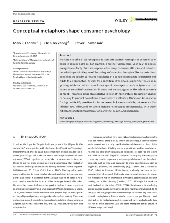 (PDF) Conceptual metaphors shape consumer psychology
