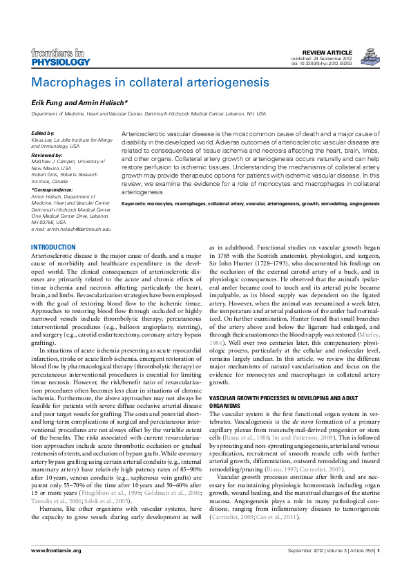 (PDF) Macrophages in collateral arteriogenesis | Erik Fung - Academia.edu