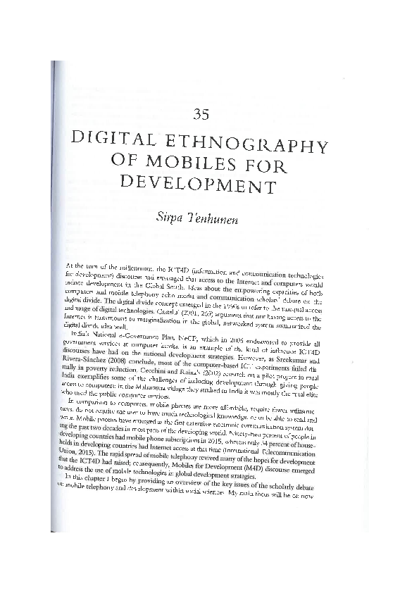 (PDF) Digital Ethnography of Mobiles for Development