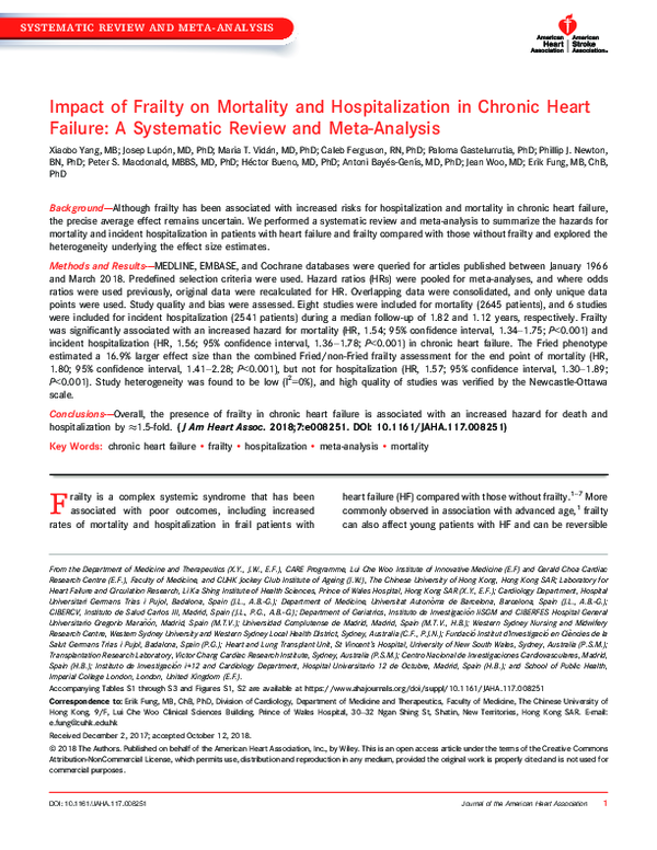 (PDF) Impact of Frailty on Mortality and Hospitalization in Chronic ...