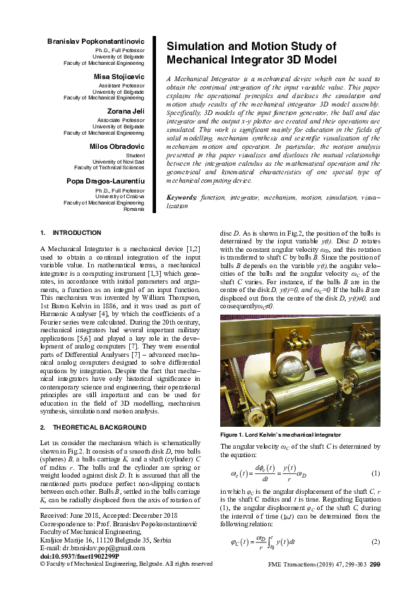 (PDF) Simulation and motion study of mechanical integrator 3D model