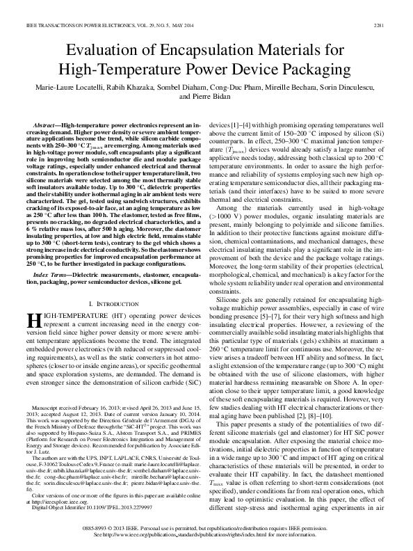 (PDF) Evaluation of Encapsulation Materials for High-Temperature Power ...