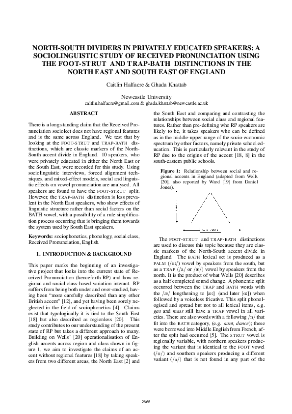 (PDF) North-South Dividers in Privately Educated Speakers: A ...
