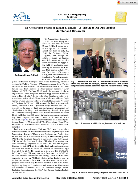 (PDF) In Memoriam: Professor Essam E. Khalil —A Tribute to An ...