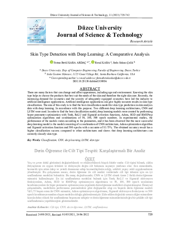 (PDF) Skin Type Detection with Deep Learning: A Comparative Analysis