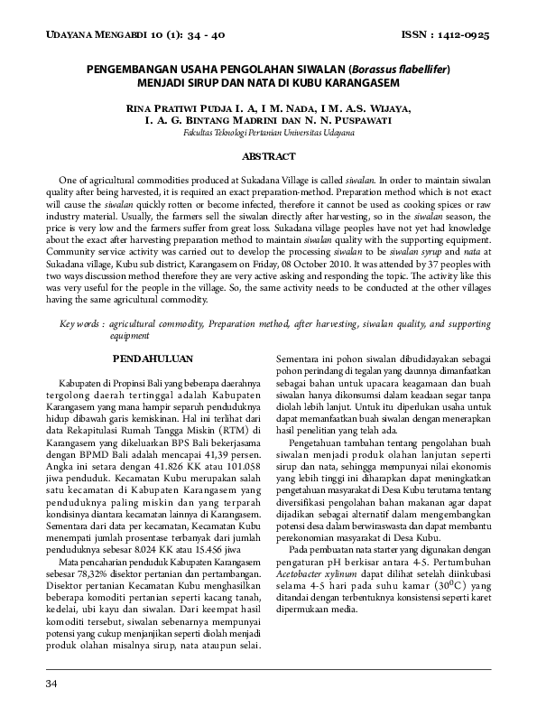 (PDF) PENGEMBANGAN USAHA PENGOLAHAN SIWALAN (Borassus flabellifer ...
