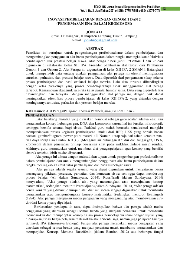 (PDF) Inovasi Pembelajaran Dengan Genom 1 Dan 2 (Pengemasan Dna Dalam ...