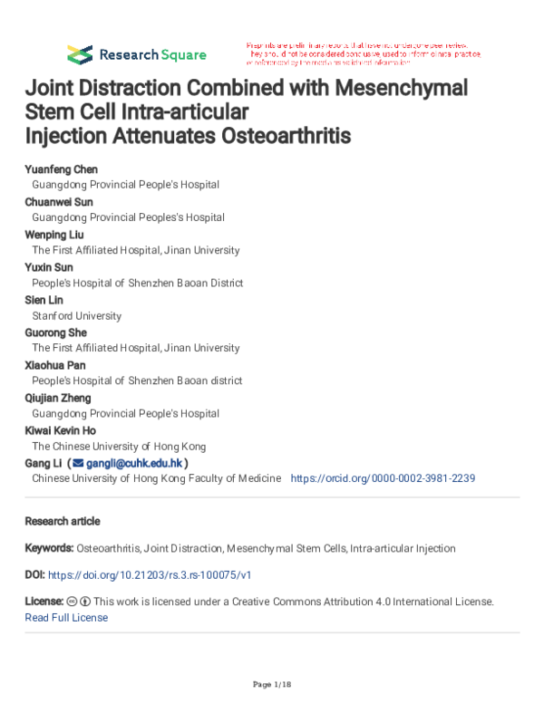 (PDF) Joint Distraction Combined with Mesenchymal Stem CellIntra ...