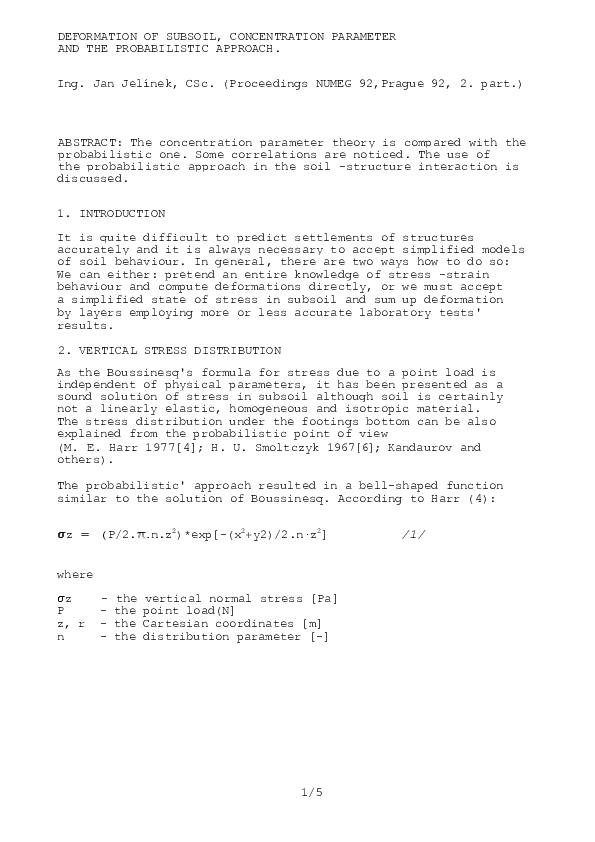 (PDF) DEFORMATION OF SUBSOIL, CONCENTRATION PARAMETER AND THE PROBABILISTIC APPROACH